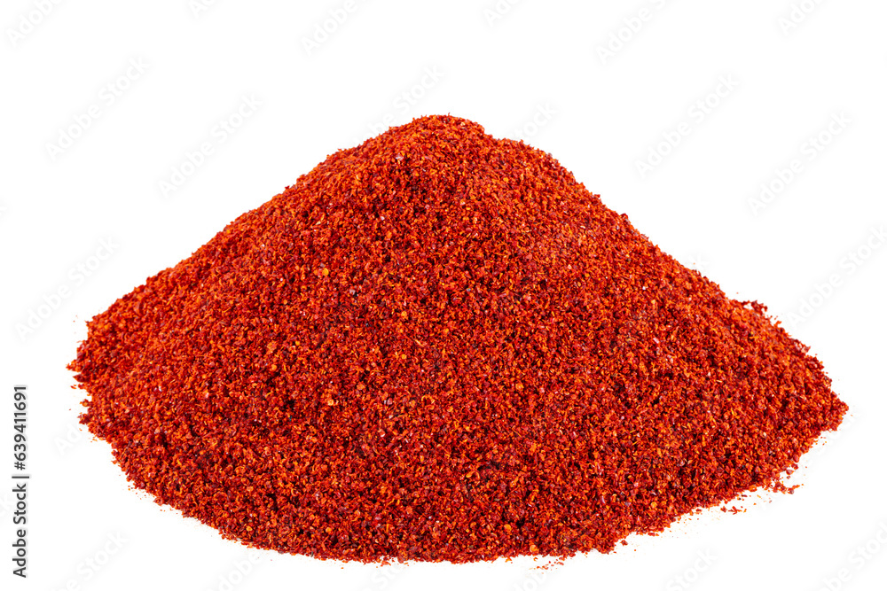 Dried red pepper flakes, chili pepper spice. Red pepper flakes. Heap of ...