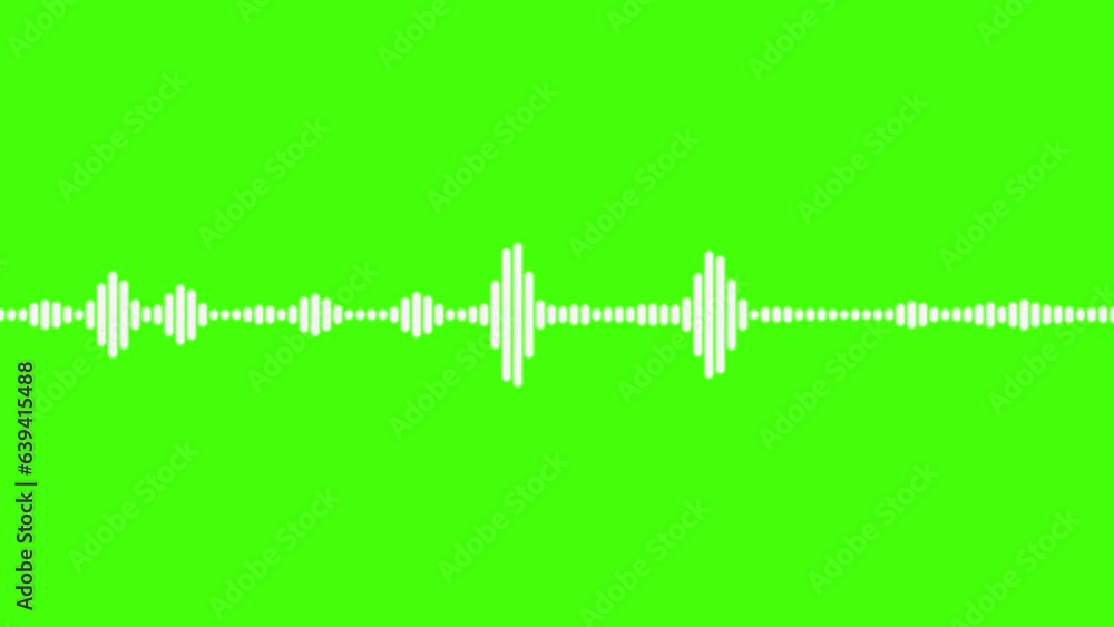 White audio waveform spectrum animation on the green screen background ...