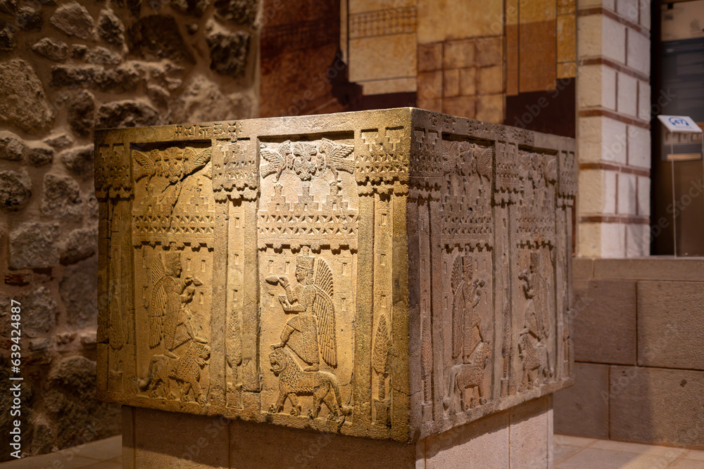 Urartu relief column element in The Museum of Anatolian Civilizations ...