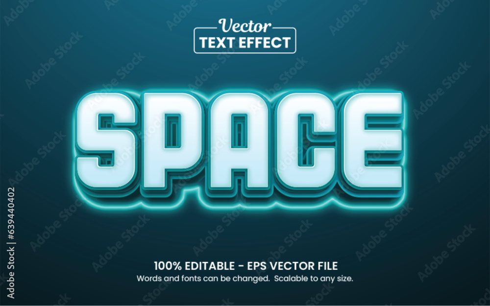 Outer Space neon light, Editable Graphic Style text effect Stock Vector ...