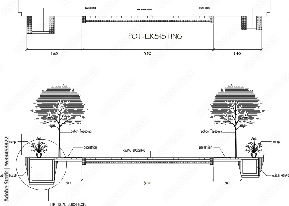 Vector sketch illustration of detailed architectural design of ...