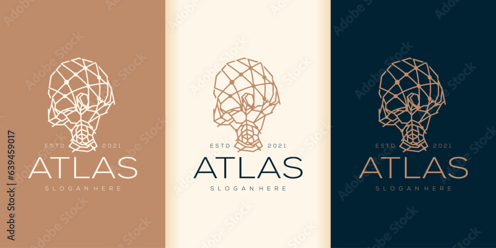 Atlas world line art luxury logo design inspiration Stock Vector ...