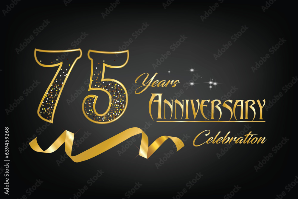 Celebrate the 75th anniversary with gold letters, gold ribbons and ...