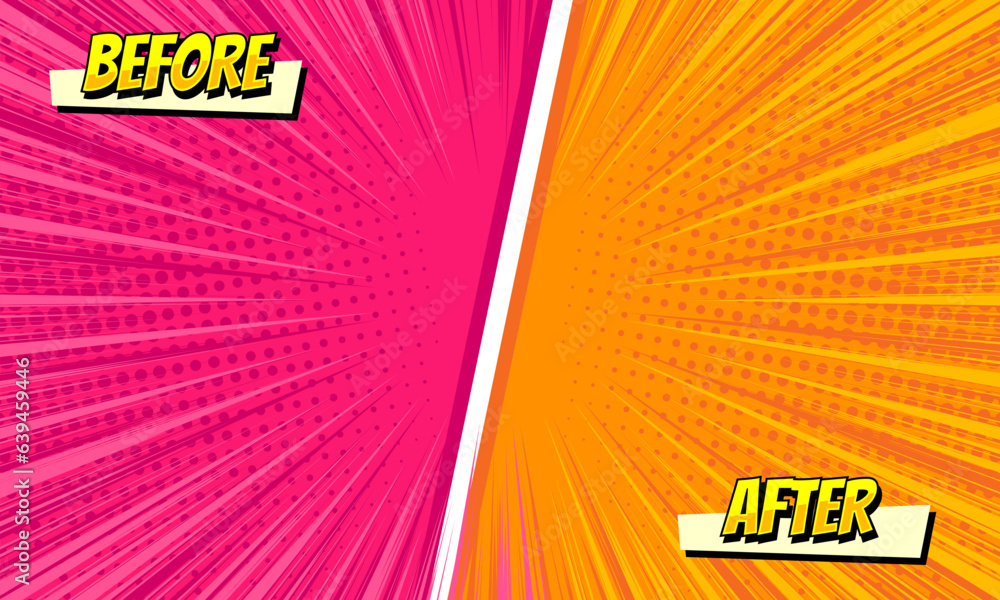 Comic before and after template background design Stock Vector | Adobe ...