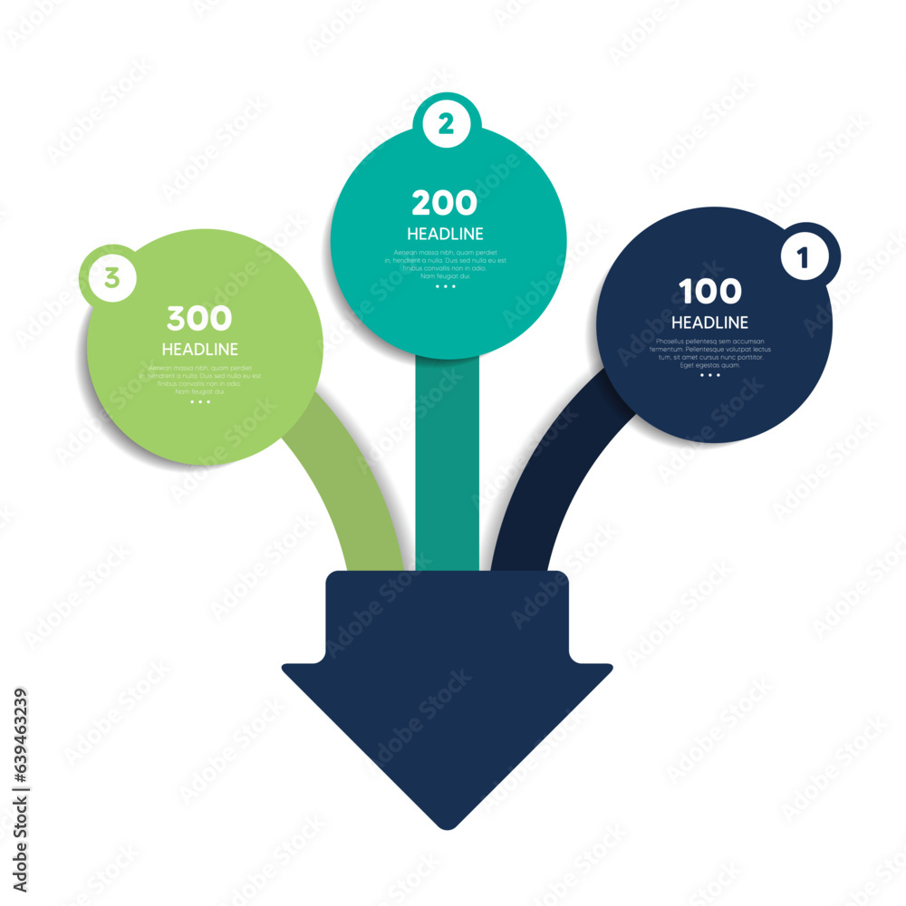 Three arrows merging into one point. Infographics chart, scheme. Stock ...