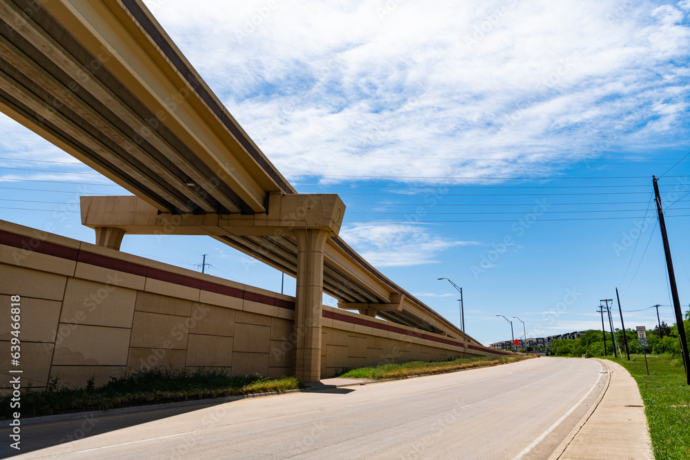bridge overpass on highway. structural overpass in perspective ...