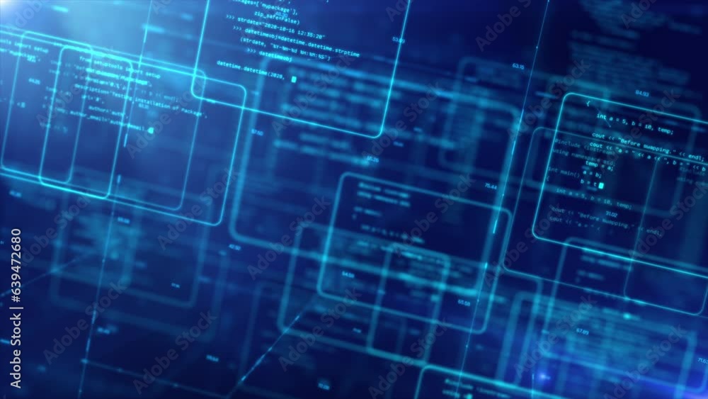 3d Rendering Program Code Text In The Frame Coding Programming Technology Concept With Grid