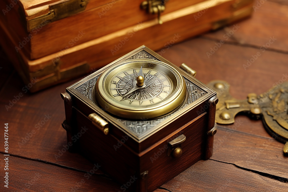 Discover Lost Treasures: Antique Compass Collection on Vintage Wooden ...