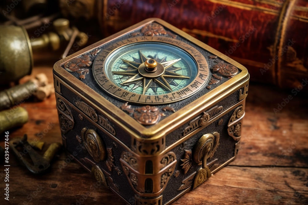 Discover Lost Treasures: Antique Compass Collection on Vintage Wooden ...