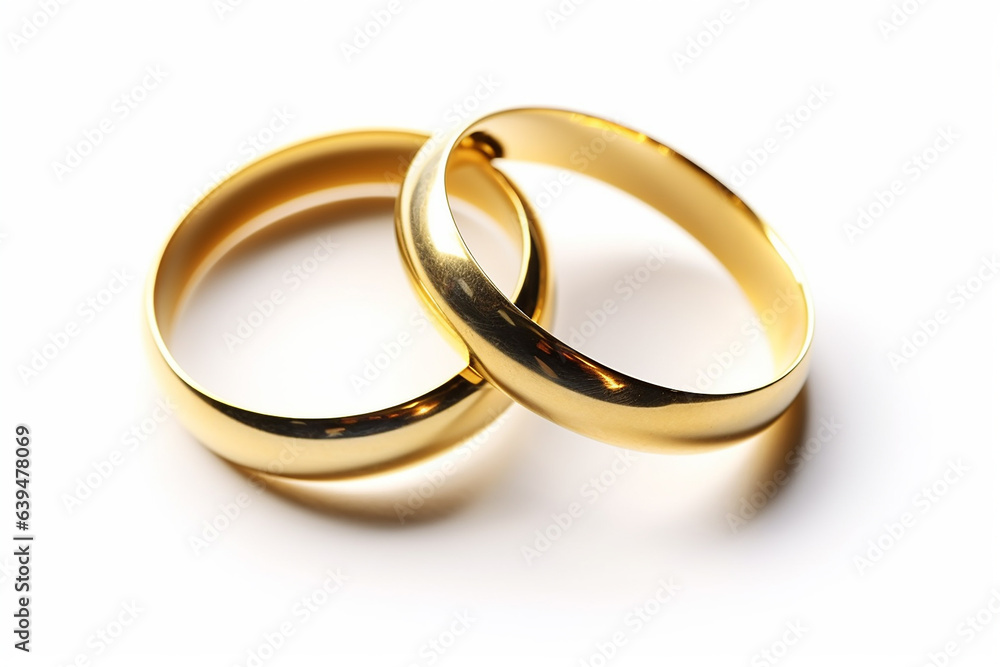 Eternal Union: Two Golden Wedding Rings Isolated on White - Symbol of ...