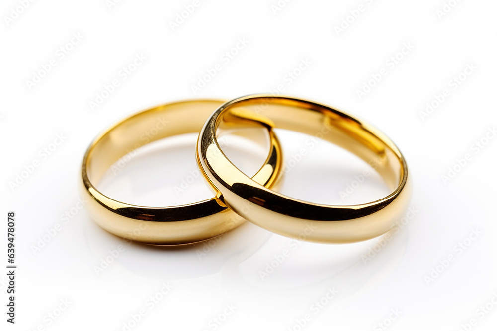 Eternal Union: Two Golden Wedding Rings Isolated on White - Symbol of ...