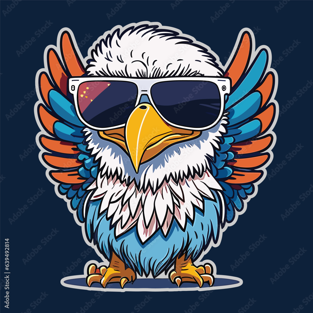illustrator kawaii cute eagle logo sticker, professional Art design ...