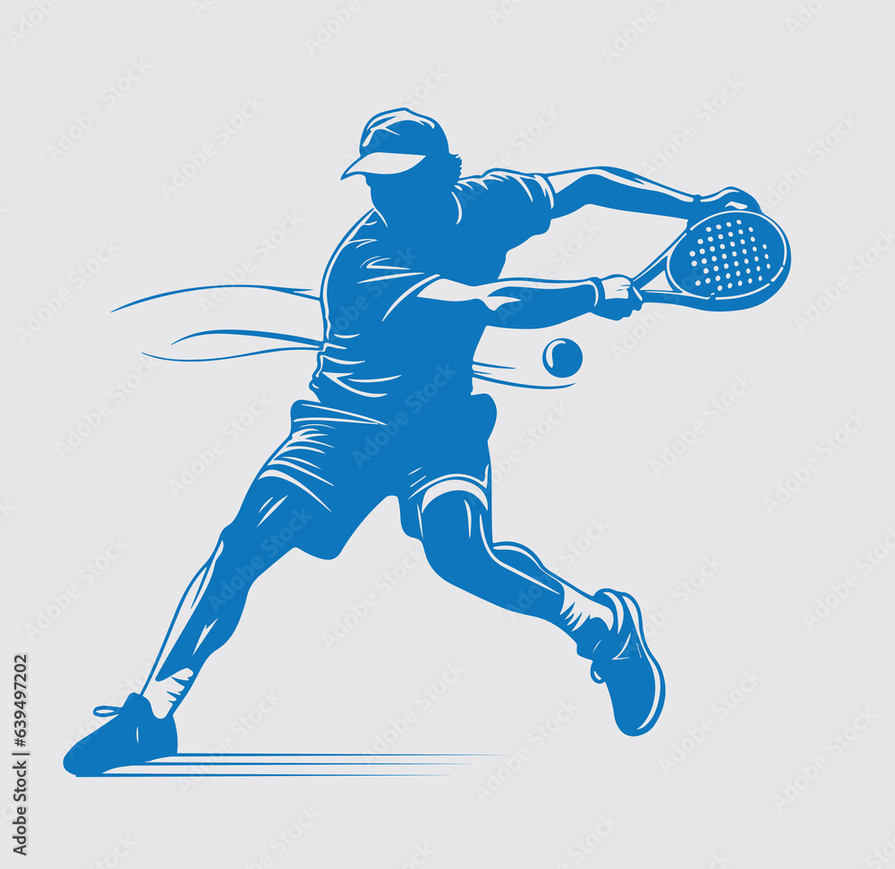 Male Tennis padel Player Icon Illustration. Paddle Sport Vector Graphic ...