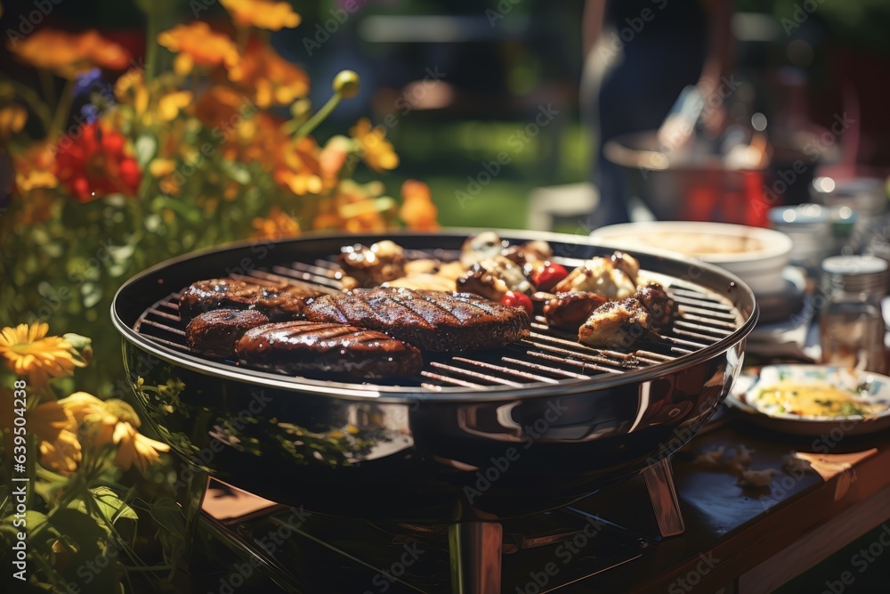 Tasty roasting juicy meat beef steak with spices on BBQ grid grilling ...