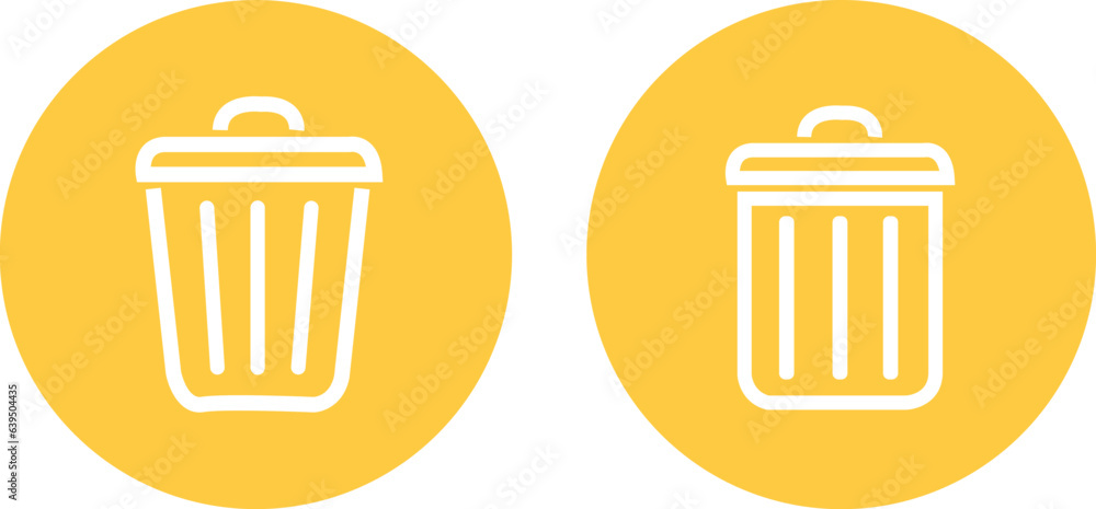 yellow Bin icon set. Trash can collection. Trash icons set. Web icon ...