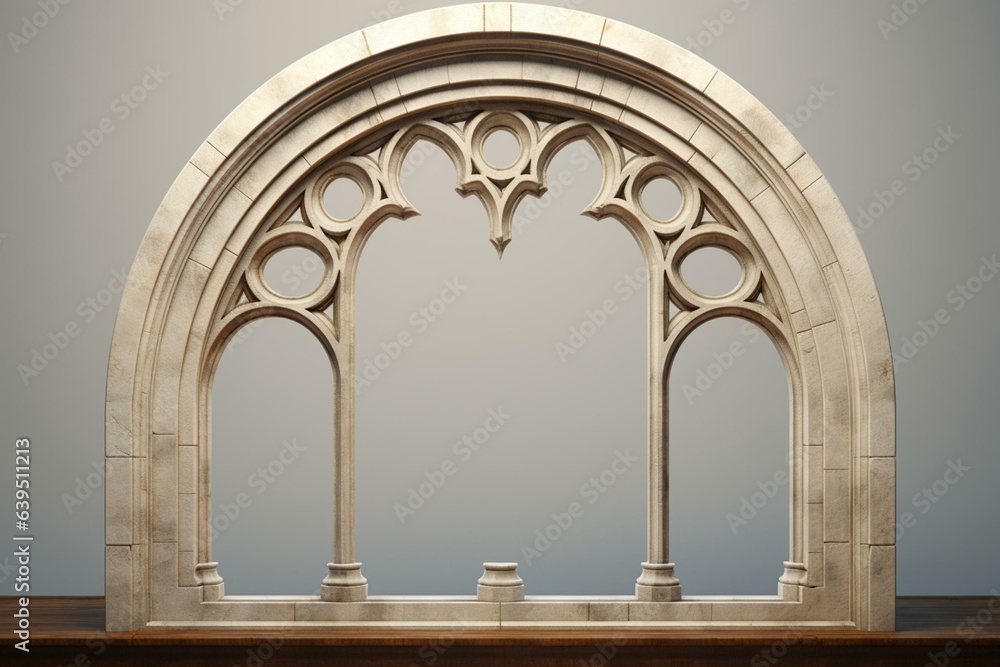 3D image of a castle window with a semi-circular arch. Generative AI ...