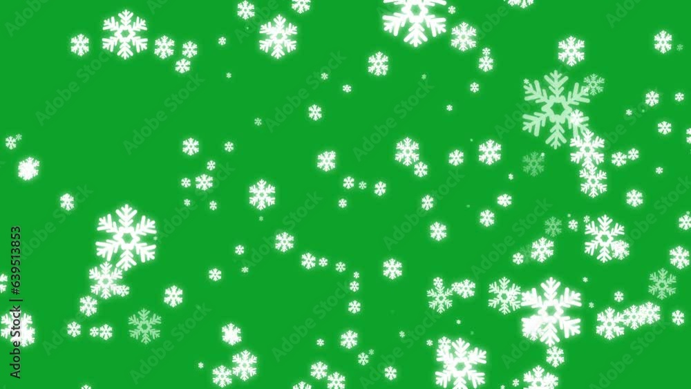Snow falling down slowly 4K animation on Green screen. Christmas ...
