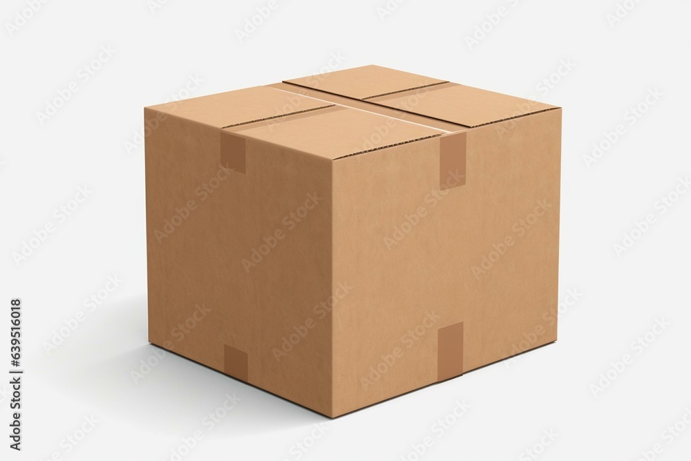 An enclosed box made of cardboard on a see-through background, suitable ...