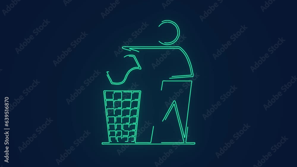 dispose waste into recycle bin waste management animation Stock ビデオ ...