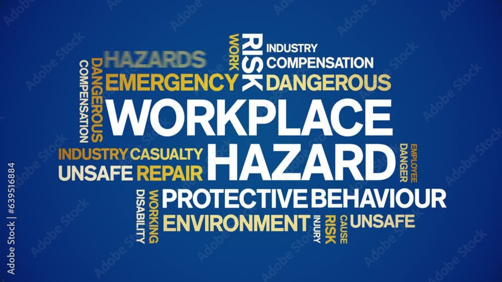 Workplace Hazard animated tag word cloud;text design animation kinetic ...