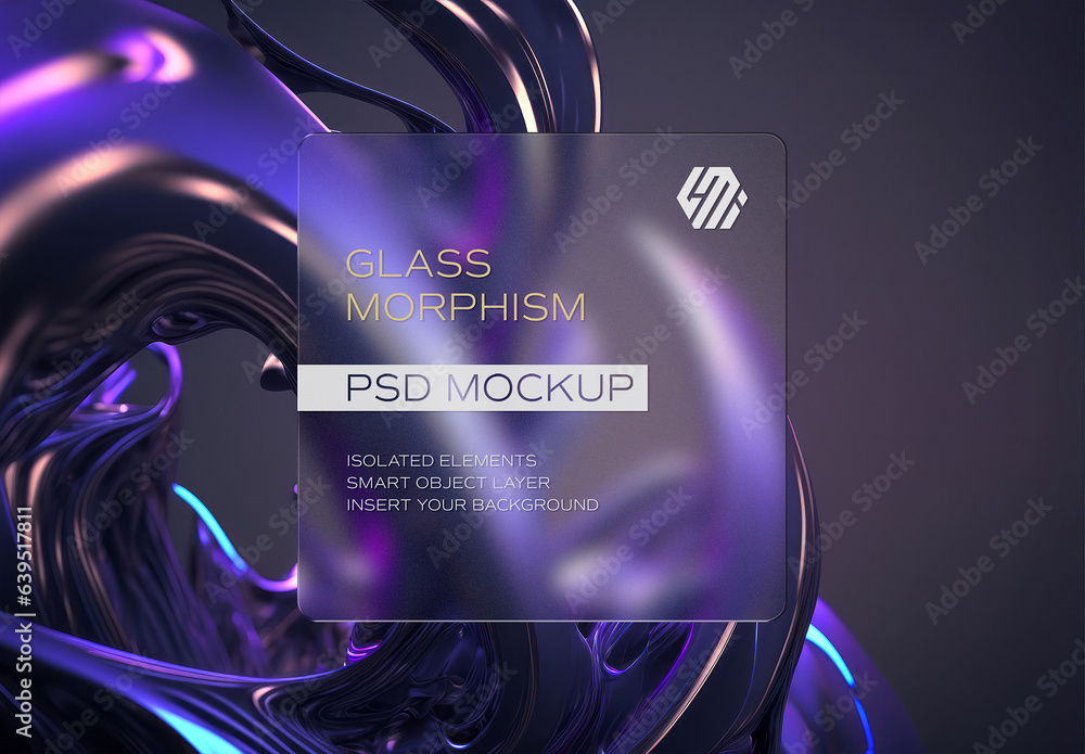 Transparent Squared Glass Morphism Mockup on Editable Background Stock ...