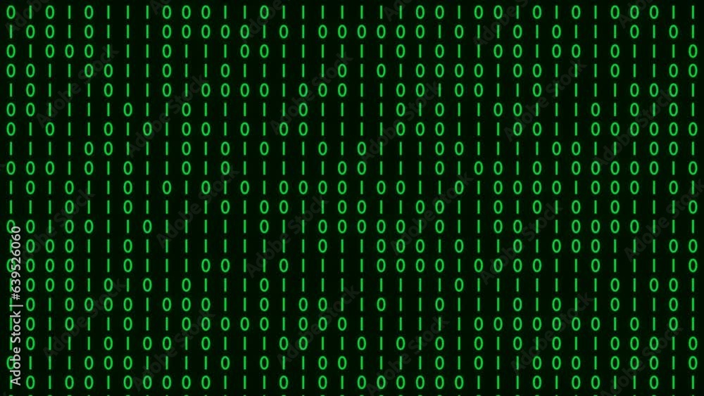 Binary code black and green background with digits moving on screen, Concept of digital age ...