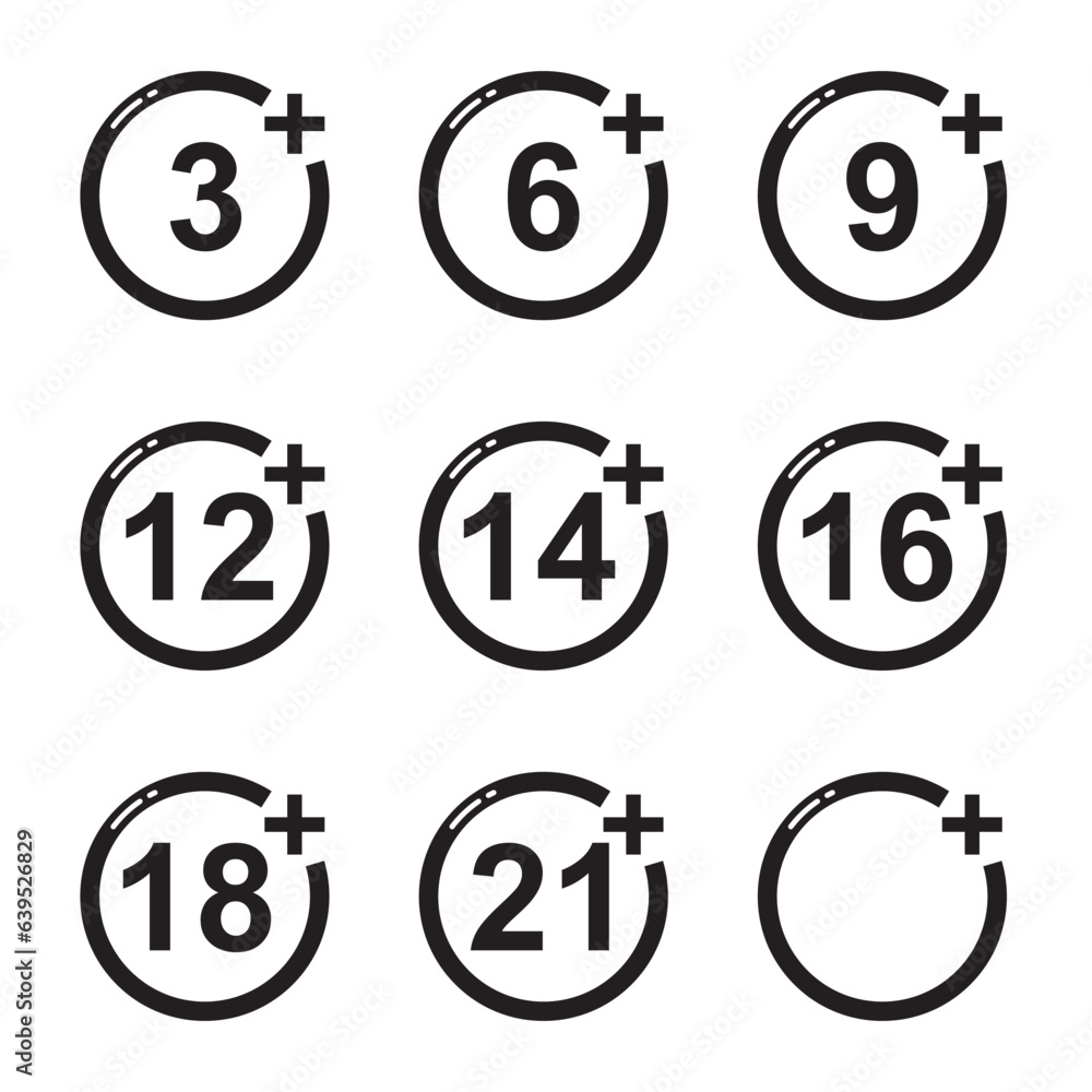 Movie Age Limit Sign Set Adults Content Only Age Restriction Vector movie-age-limit-sign-set-adults-content-only-age-restriction-vector