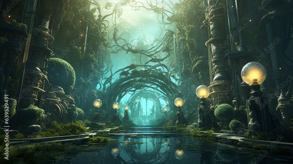 Navigating through waterways, witness the fusion of mechanical flora ...