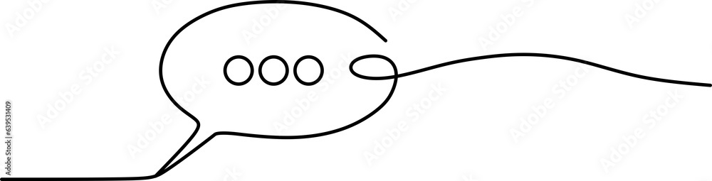 Continuous line drawing. Speech bubbles isolated on transparent ...