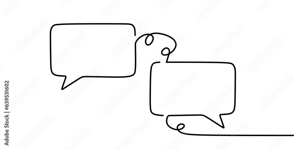 Continuous line drawing. Speech bubbles isolated on white background ...