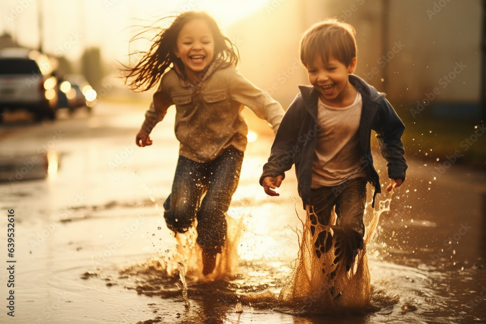 An scene capturing the sheer delight of joyful children as they play ...