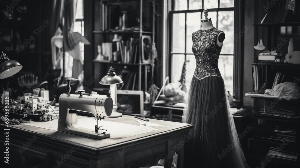 Black and white, vintage - inspired photograph of a fashion designer's ...