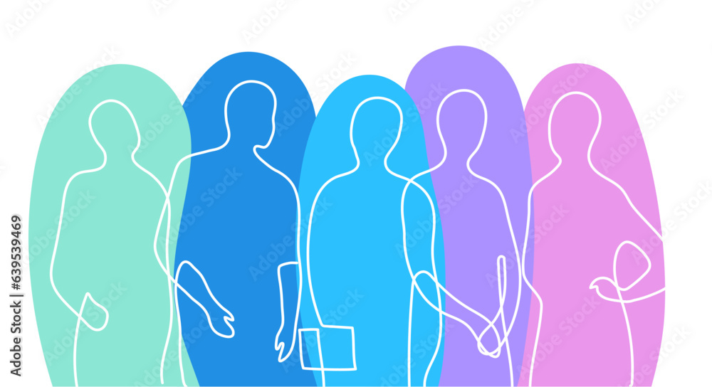 Wire people community. Outline silhouettes of a group of people Stock ...