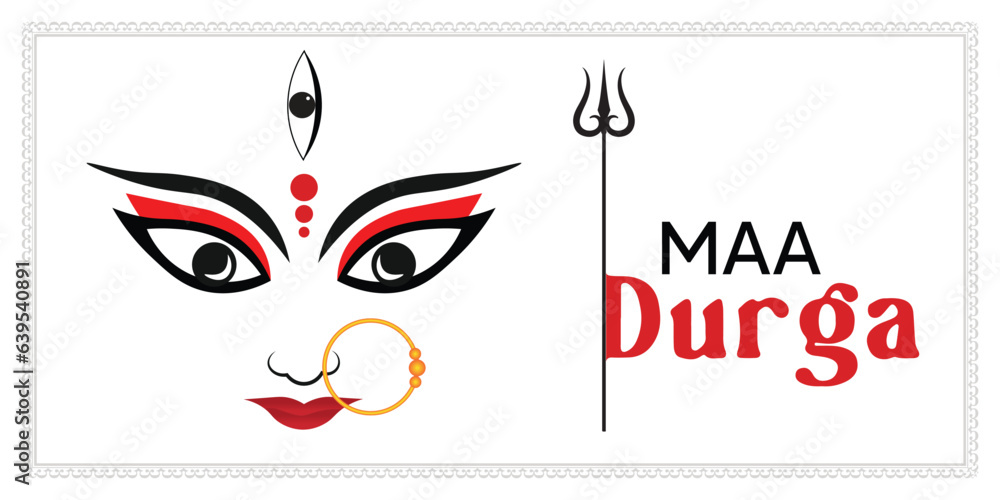 Photo & Art Print Maa Durga face outline vector for Durga puja Indian ...