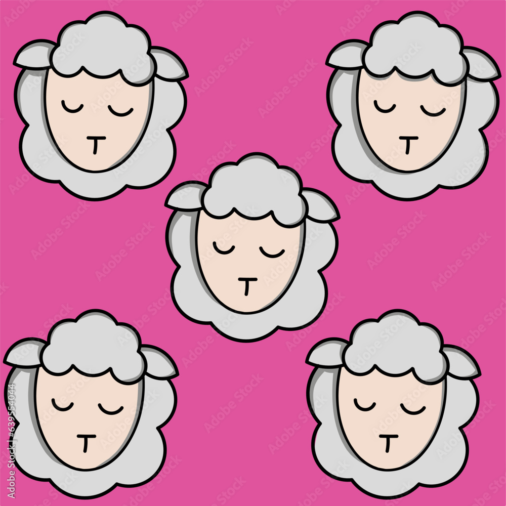 vector illustration collection of cute isolated sheep head cartoon ...