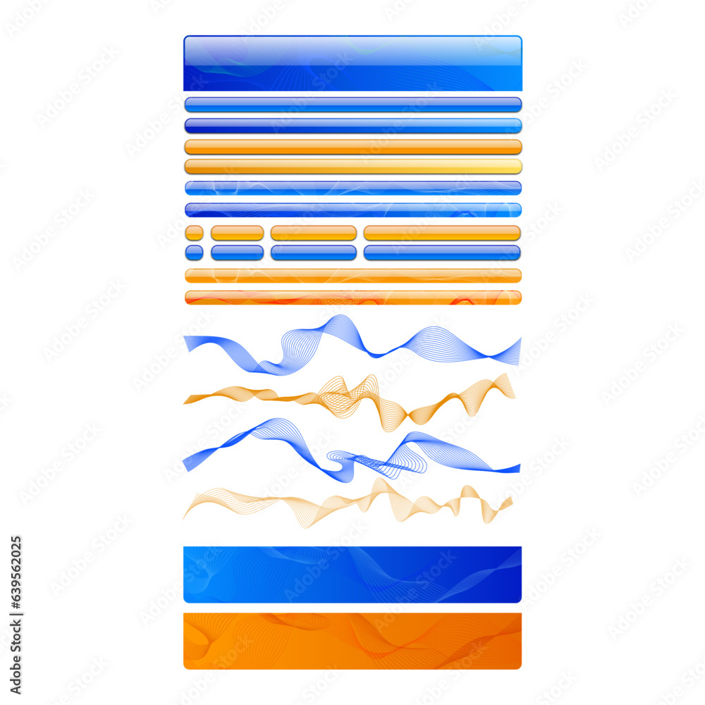 Graphic app design with layered buttons and line wave layouts Stock ...