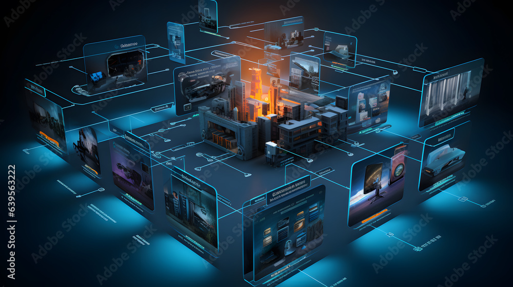 A visual representation of a network's defense architecture showcases firewalls, intrusion ...