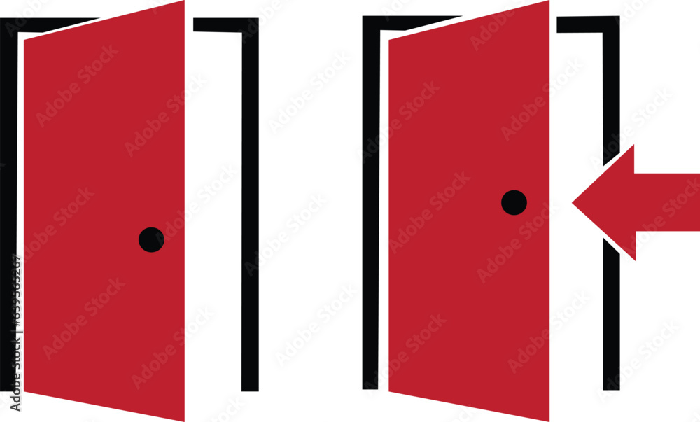 set of red Door Icon in trendy flat style isolated on white background ...