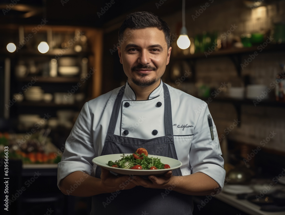 35 year old famed chef of modern cuisine posing proudly in the middle ...