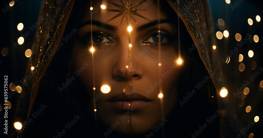 Image of a psychic fortune teller with a third eye on her forehead ...