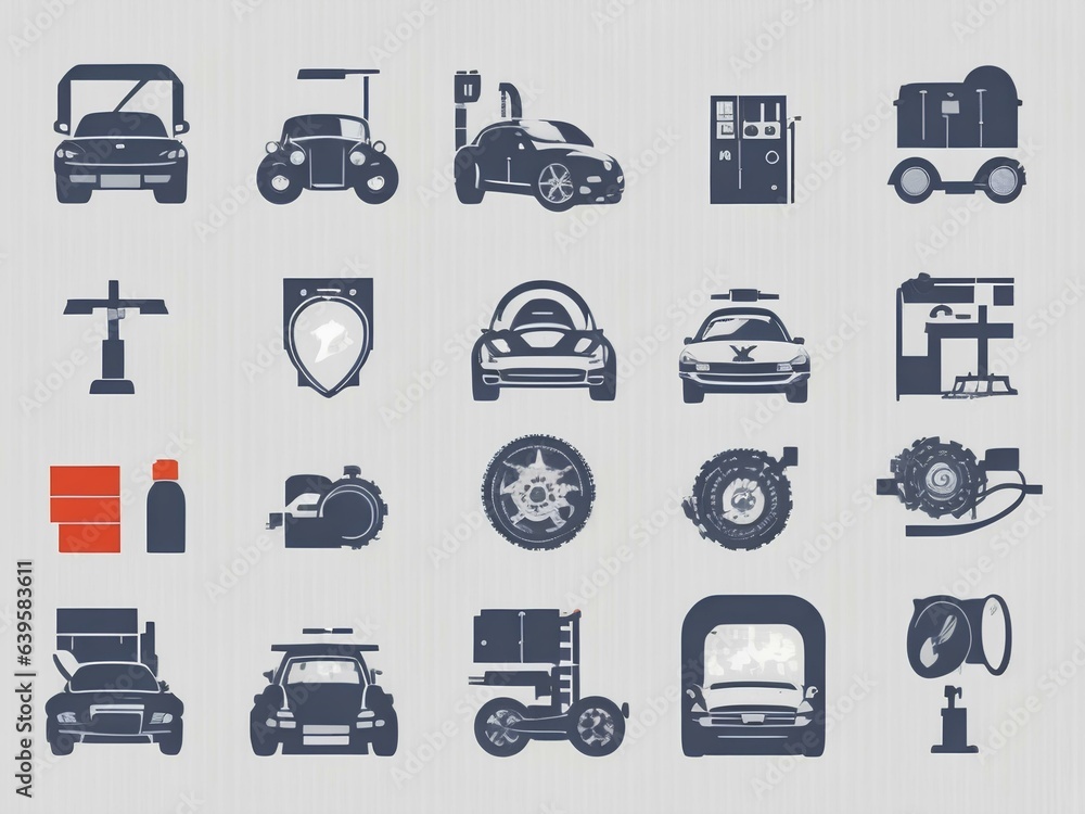 20 icons Car service icon set with and white background. Auto service ...