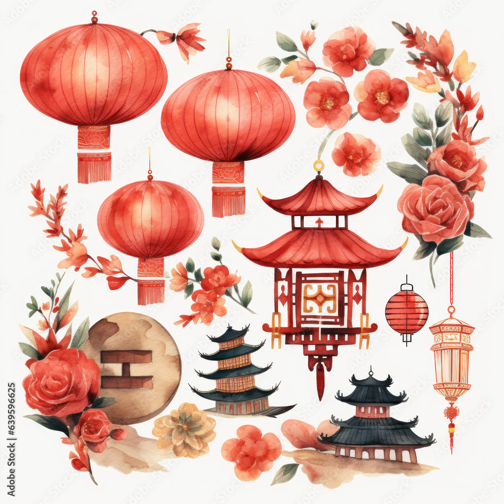 Chinese objects set tourist attraction, history and traditional culture ...
