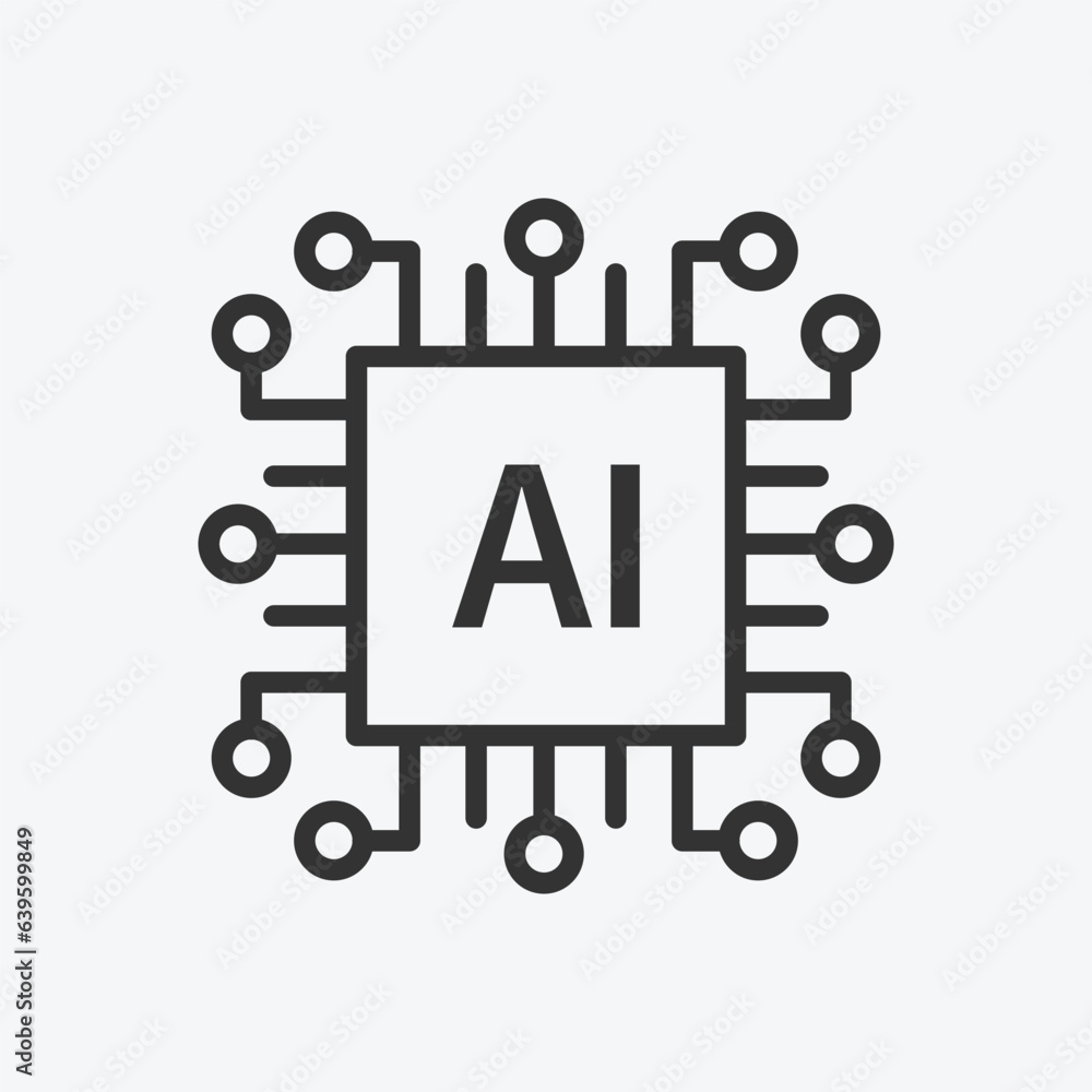 Artificial intelligence icon vector. Linear style sign for mobile ...