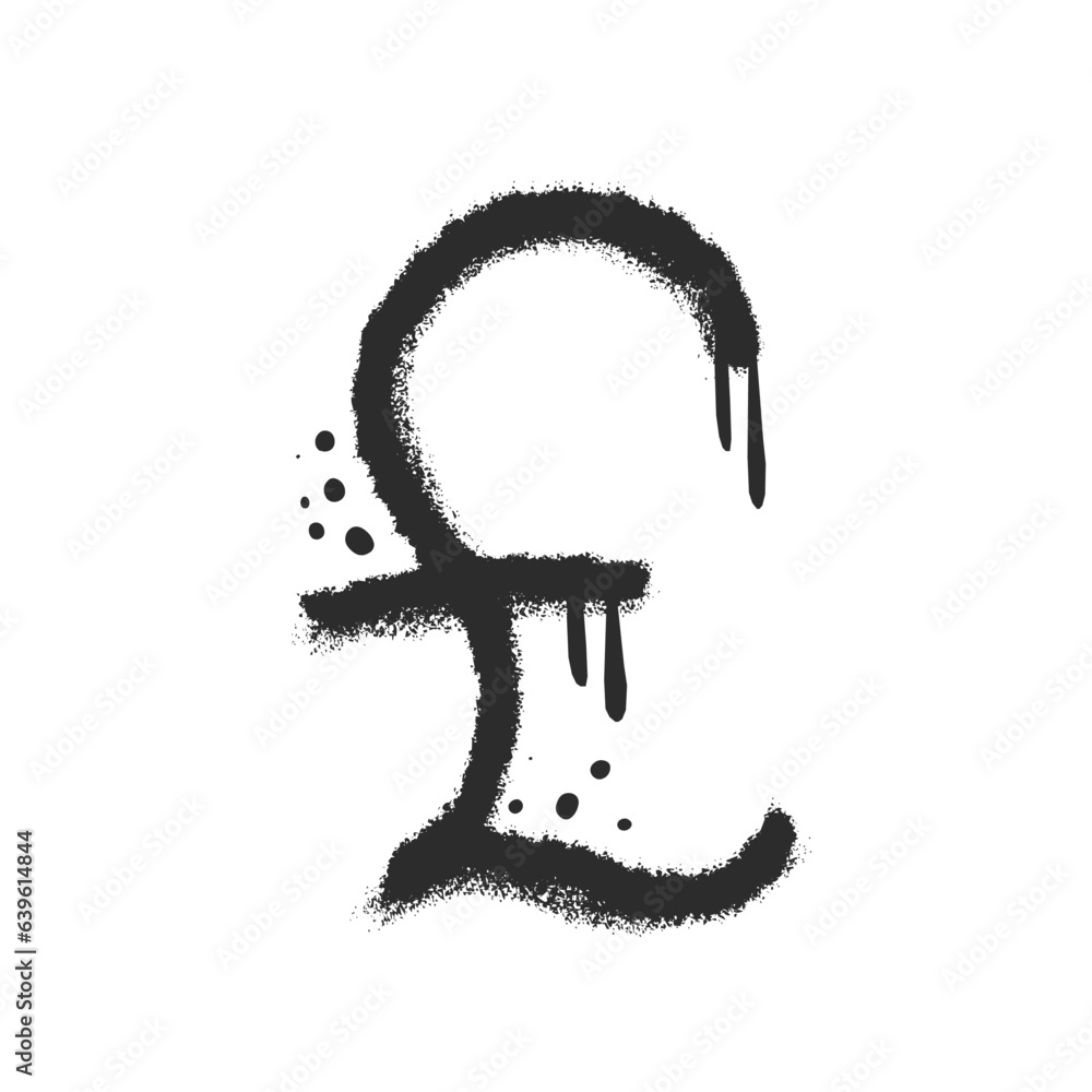 Pound coin. Urban street icon in y2k grunge graffiti style with streaks ...
