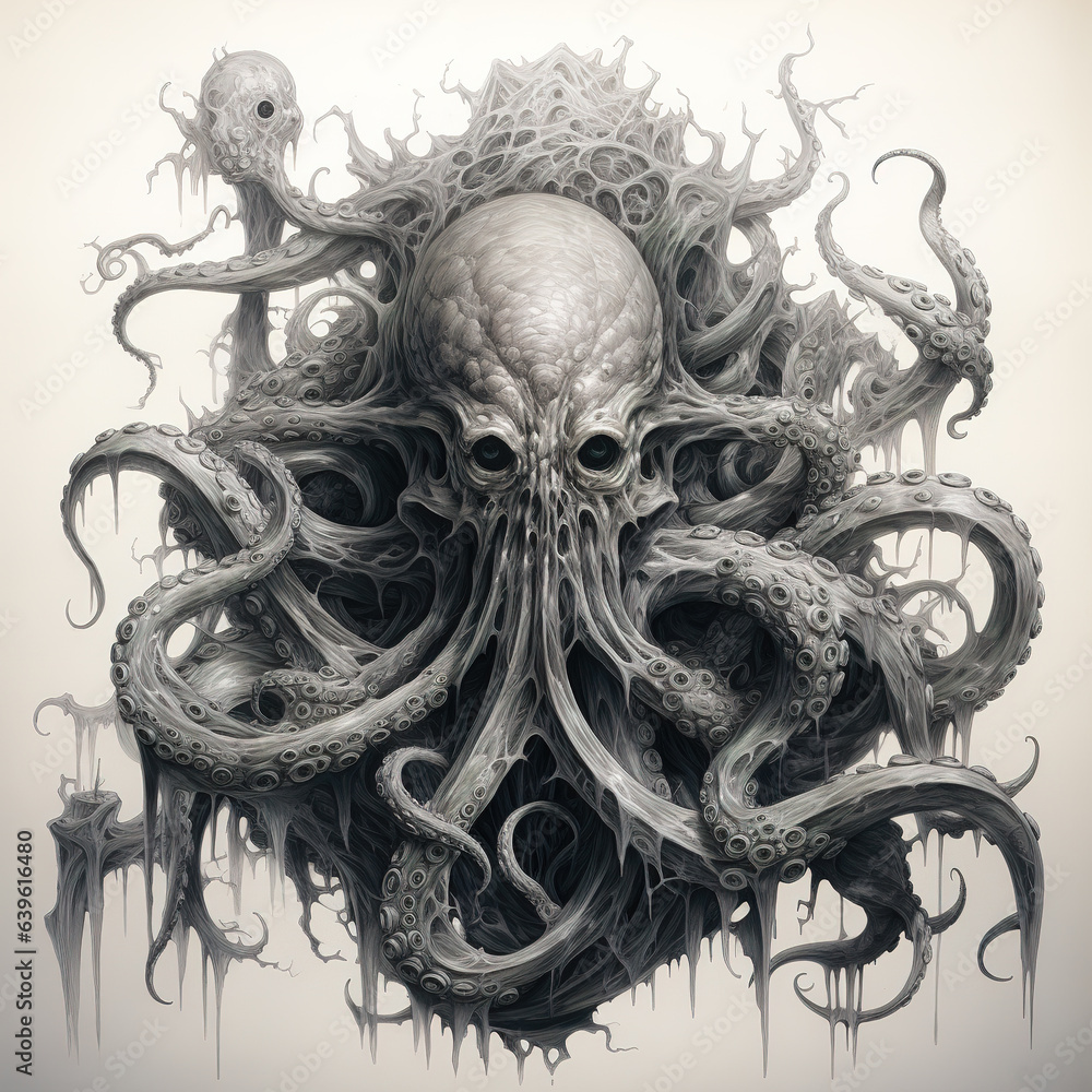 Image of terrifying giant octopus monster on clean background. Undersea ...