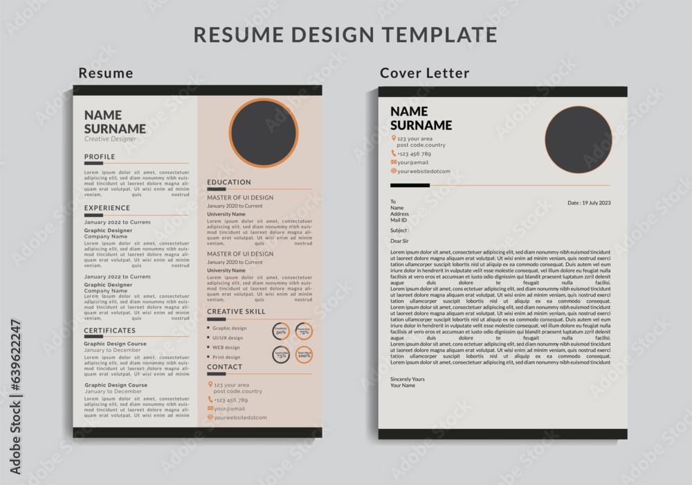 CV resume Template with cover letter.Cv design template.Resume Template ...