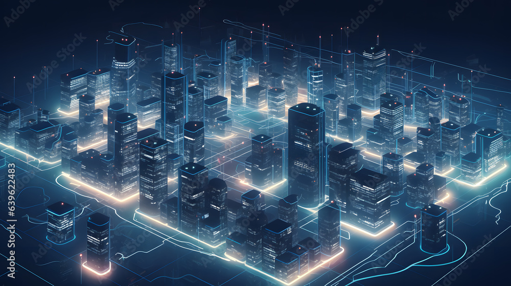 A smart cityscape with interconnected IoT devices and AI - driven ...