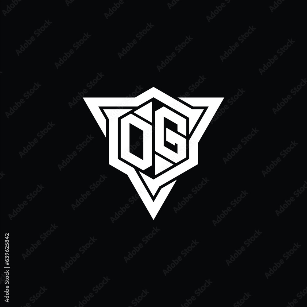 DG Logo monogram hexagon shape with triangle outline sharp slice style design template Stock ...