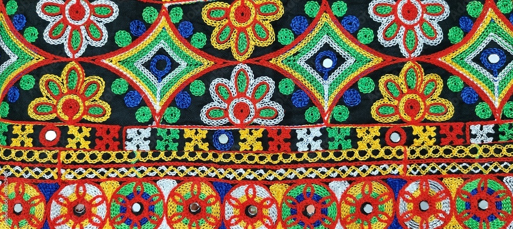 kanch kachhi work art. fabric hand work design on the traditional cloth ...