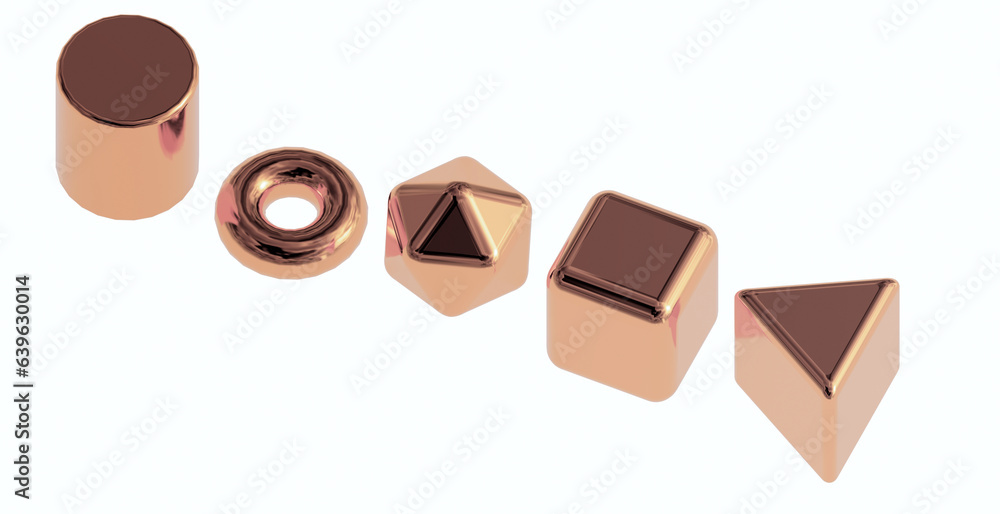 bar isolated on white, 3d bronze Geometry. Realistic render yellow ...